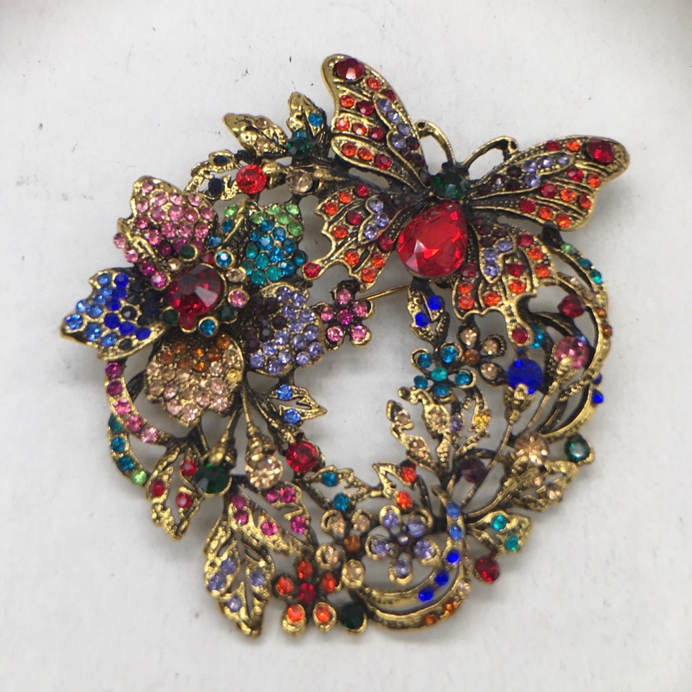 Huge Butterfly Rhinestone Brooch - Gem